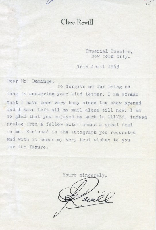 Clive Revill autograph, item FP610245