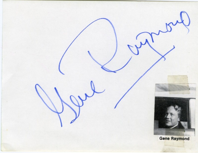 Gene Raymond autograph, lot 853