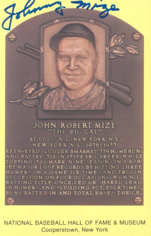 Johnny Mize autograph, item FP779661